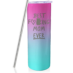 Gifts for Mom from Daughter Son Kids Best Mom Ever Tumbler Gifts 20oz Travel Cup Gifts for Mom Mothers Day Birthday Christmas Presents Pink Gradient Stainless Steel Tumbler with Lid Staw