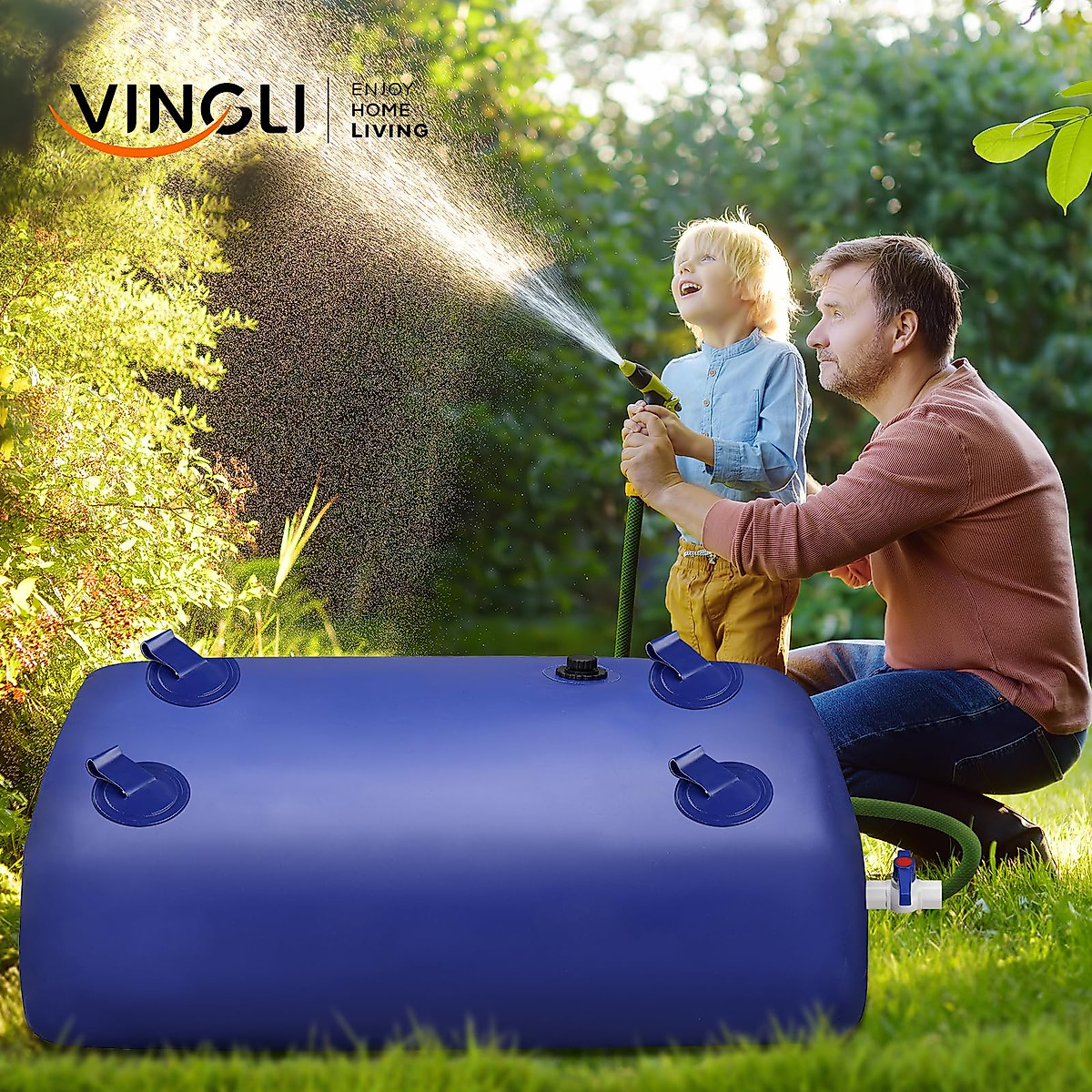 VINGLI 400L/100 Gallon Water Tank, Foldable Portable Water Bob, Large Capacity Soft Water Bladder Storage Containers，Water Bag, for Emergency Water, RV Camping, Garden