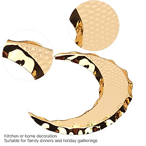HERCHR Gold Decorative Serving Tray, Half‑Moon Shape Coffee Tea Tray Fruit Plate Coffee Serving Tray for Home Decoration