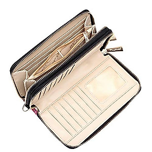 Frida Kahlo Cactus Collection Around Zip Wallet with Wristlet (Black)