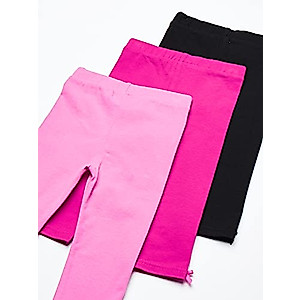 Hudson Baby Unisex Baby Cotton Pants and Leggings Pink Black, 3 Toddler