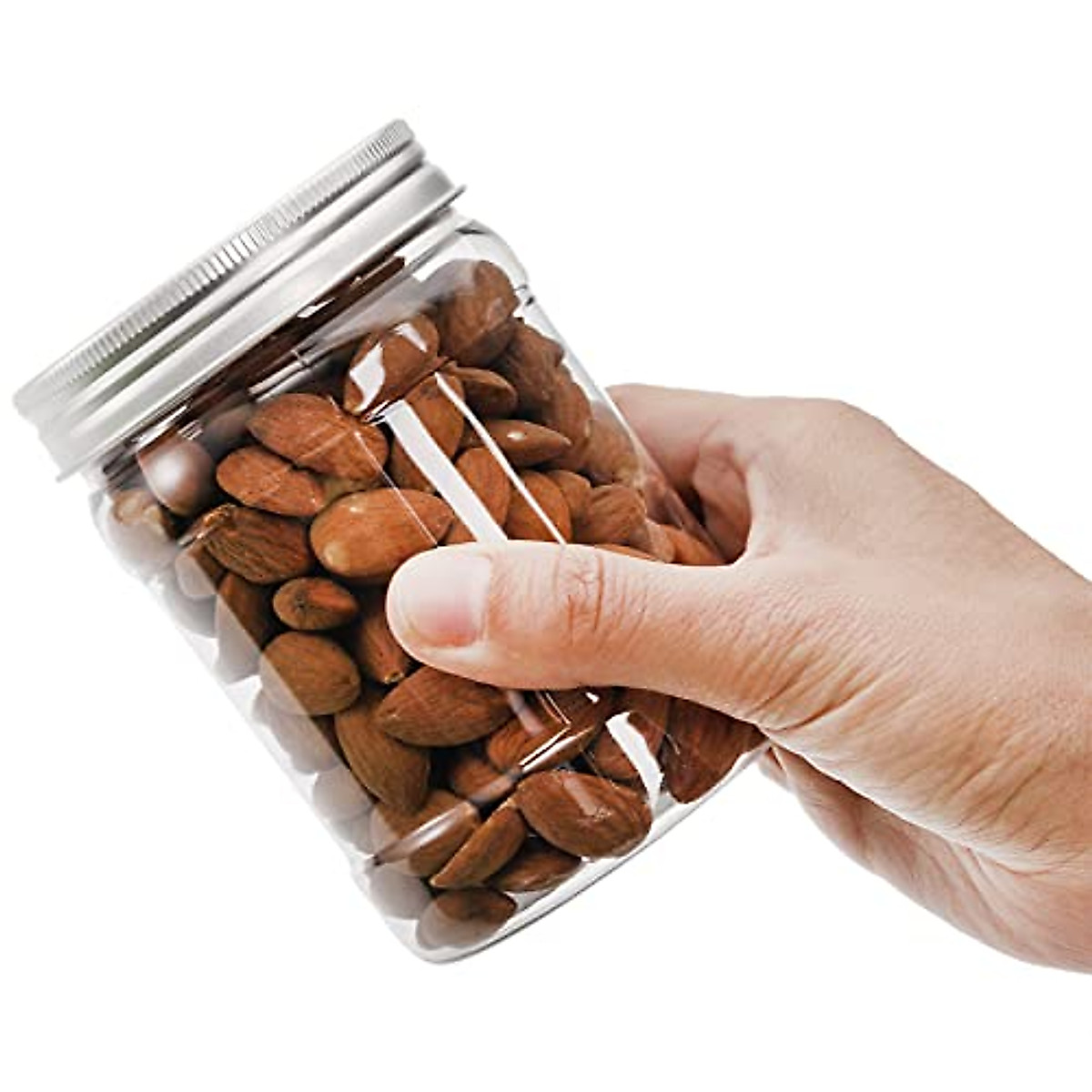 Fasmov 21 Pack 12 Ounce Clear Plastic Jars Containers with Screw On Lids, Round Empty Plastic Slime Storage Containers for Kitchen & Household Storage - BPA Free