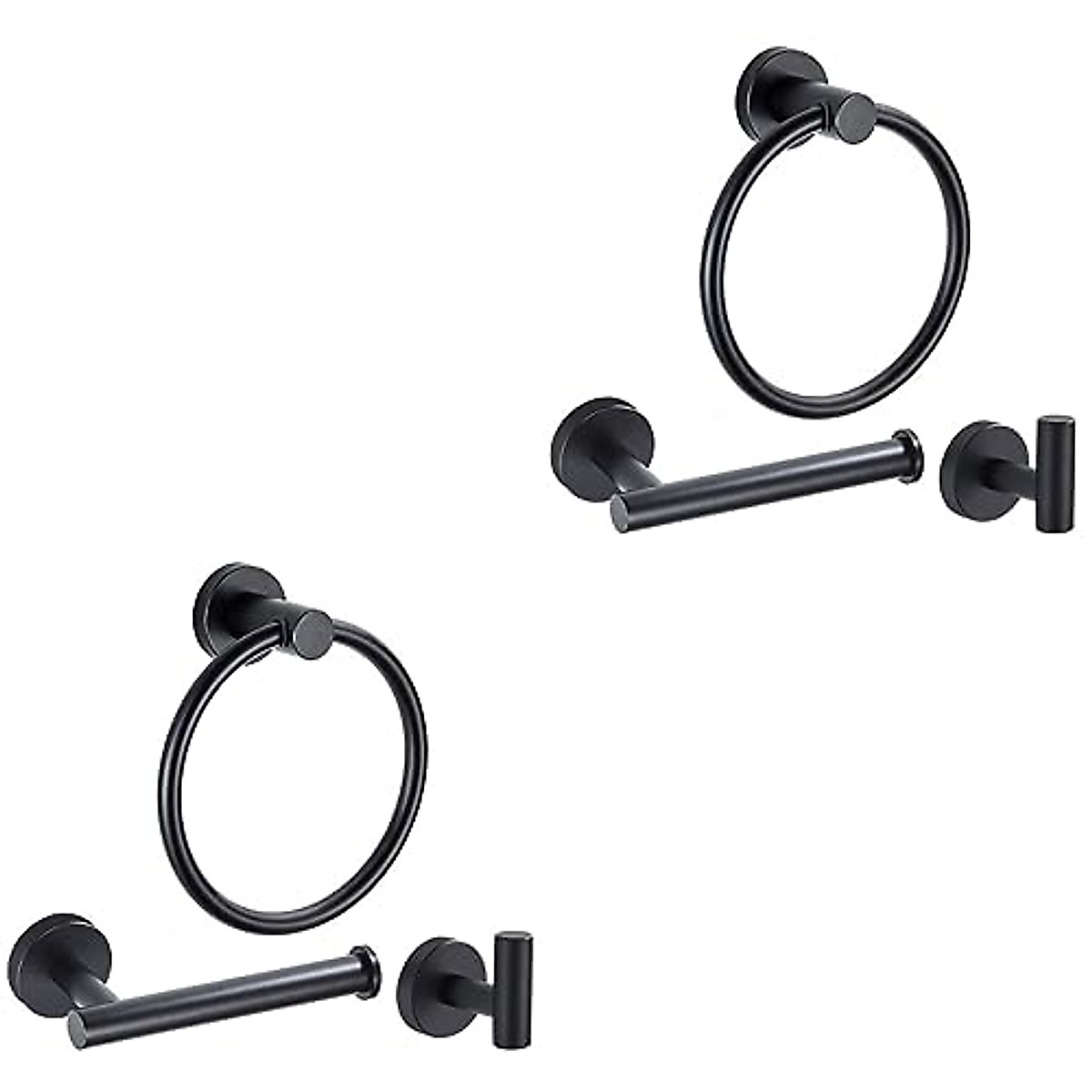 Angoily 6 Pcs Towel Ring Set Steel Towel Rod Wall Mounted Hooks Paper Towel Wall Hange Bath Towel Set Black Toilet Paper Stand Black Towel Ring Wall-Mounted Towel Ring Paper Towel Holder