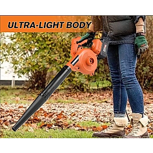 HYMOVO Blower Cordless, 2-in-1 Electric Small Leaf Vacuum/Blower with Battery and Charge, 21V 4.0 Leaf Blowers for Lawn Care/Sweeping