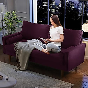 Meeyar 58" Loveseat + 70" Sofa, Mid - Century Modern Couch with Solid Wood Legs, Soft & Comfortable, Ideal for Small Spaces Like Living Rooms, Bedrooms, Small Apartments - Easy Assembly Included