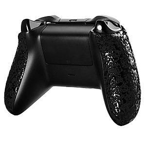 eXtremeRate Textured Blue Back Panels, Comfortable Non-Slip Side Rails, 3D Splashing Handles, Game Improvement Replacement Parts for Xbox One Standard Controller Model 1537/1697