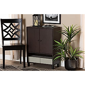Baxton Studio Dark Brown Shoe Cabinet ATSC1613-Modi Wenge-Shoe Cabinet