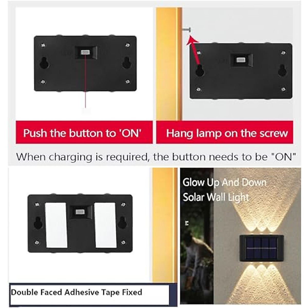 ASLIDECOR Solar Fence Lights Up and Down,2 Pack Small Solar Step Light Waterproof,Warm White Deck Lighting Illuminate Outdoor for Patio Shed Pool