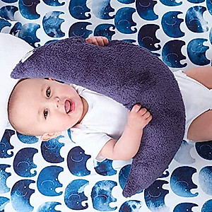 Oilo Fluffy Pillow - Blue Throw Pillows - Cute Pillows - Kids Pillow - Baby Boy Nursery Decor - Baby Decorations for Room - Girls Room Decorations - Boys Throw Pillows - Indigo Moon Dream Pillow