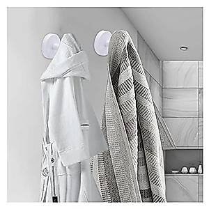 Biomoty Towel Hooks White, 2 Pack SUS304 Stainless Steel Wall Hooks for Hanging, Heavy Duty Coat Robe Clothes Hook Wall Mounted for Bathroom Bedroom Kitchen (White)