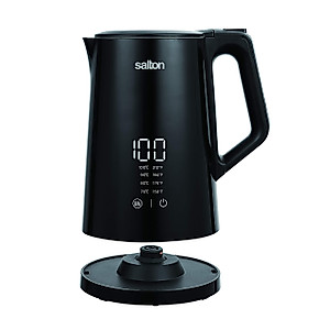 Salton JK1956 Cool Touch Digital Temperature Control, 1.5 L Electric Kettle, Black