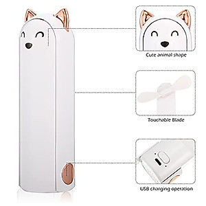 Veemoon Portable Fan Practical Cooler Mini Summer Personal Neck Foldable Office for Rechargeable White Sports Girls Eyelash Free Usb Recharging Indoor Gift Women Handheld Desk Fan