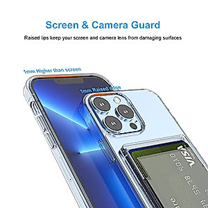 Wuwedo 【Upgrade】 for iPhone 13 Pro Clear Wallet Case, Anti-Yellowing Slim Fit Thin TPU Bumper + PC Back Case with 2 Cards Holder