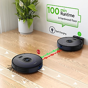 Bagotte BG800 Robot Vacuum Cleaner, Wi-Fi Connection Mapping, 2200Pa Suction, Alexa & App Control, Boundary Strips Included, Quiet, Self-Charging, Ideal for Pet Hair, Carpets, Hard Floor