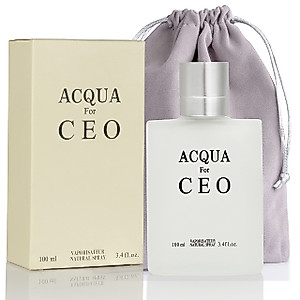 NovoGlow AQUA FOR CEO, Eau de Toilette Spray Perfume, Fragrance For Men- Daywear, Casual Daily Cologne Set with Deluxe Suede Pouch- 3.4 Oz Bottle- Ideal EDT Beauty Gift for Birthday, Anniversary