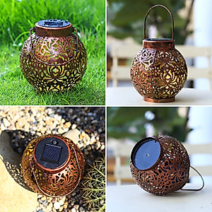 2 Pack Solar Lanterns, SAMWIT Hanging Solar Garden Lanterns, Waterproof Outside Lighting, Outdoor Decorations for Patio, Garden, Yard, Tree, Lawn, Fence