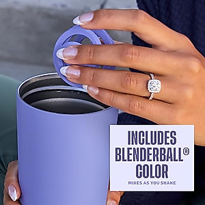 BlenderBottle 2-in-1 Insulated Stainless Steel Shaker Tumbler, Swig Leakproof Lid, Straw, BlenderBall, BPA Free, For Protein Shakes, Smoothies, And Pre Workout, 24 oz, Purple/Blue (Moon Mist)