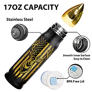 FROOBLEQUIRK I'd Rather Be Hunting Tumbler For Men, 17oz Deer Hunting Bullet Tumbler For Men - Birthday, Fathers Day, Christmas Gift For Hunters - Hunting Gifts For Men Dad Son Husband Friends