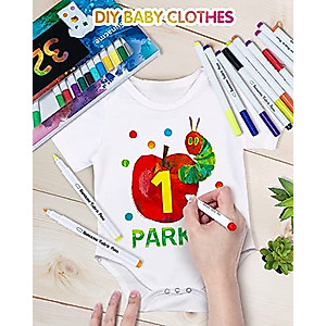 sunacme Fabric Markers Pen, 32 Colors Permanent Fabric Paint Pens Art Markers Set - Fine Tip, Child Safe & Non- Toxic for Canvas, Bags, T-Shirts, Sneakers