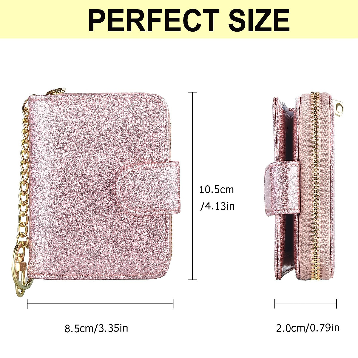 Beurlike Women's RFID Credit Card Holder Organizer Case Leather Security Wallet (Upgrade a (10 Accordion/Key Ring) - Glitter RoseGold)