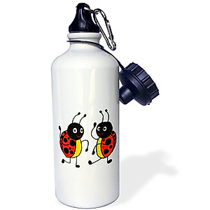 3dRose Funny Dancing Ladybugs-Sports Water Bottle, 21oz , Multicolored