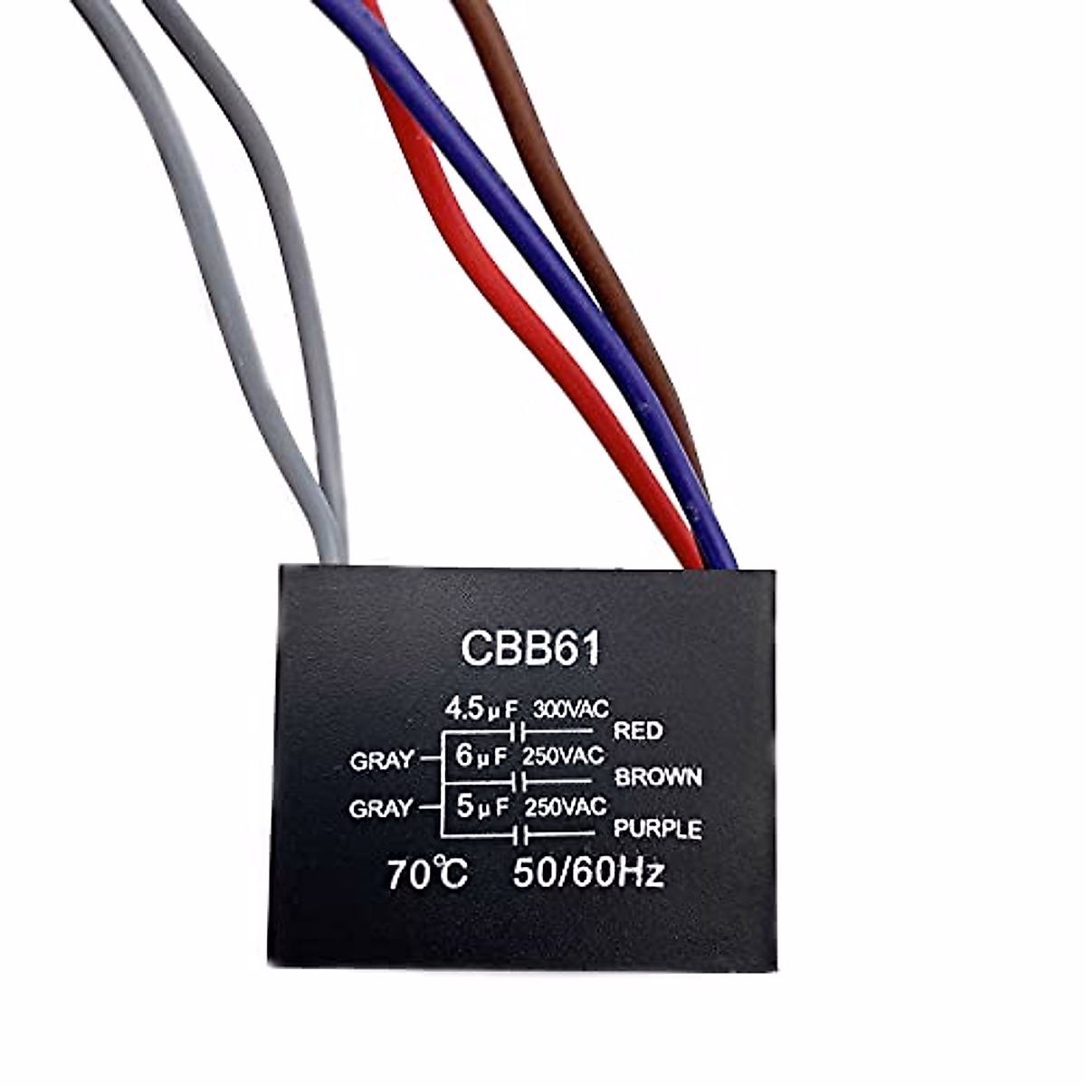 New CEILING FAN CAPACITOR CBB61 4.5uf + 6uf + 5uf 5 WIRE 250V