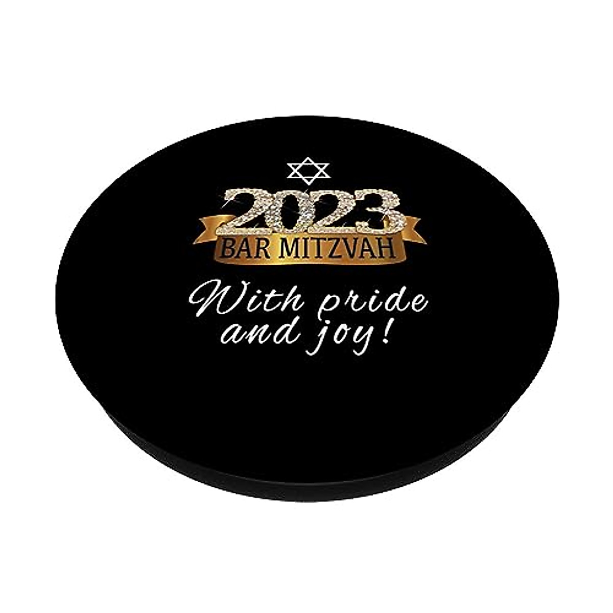 Bar Mitzvah 2023 I With Pride & Joy I Yellow Banner Decor PopSockets Standard PopGrip
