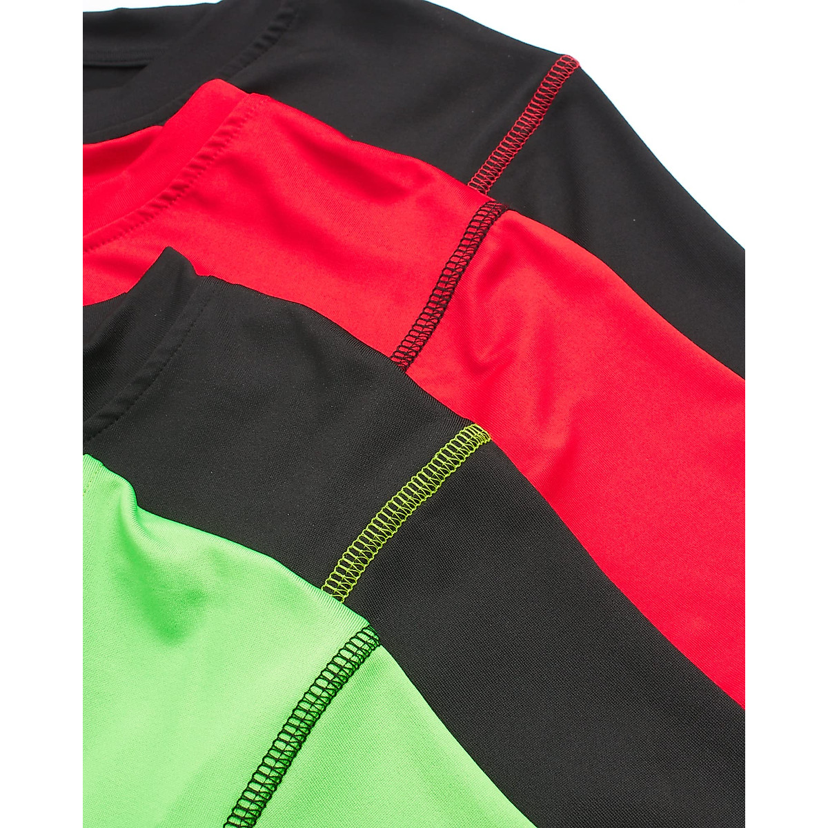 Black Bear Boys’ Athletic T-Shirt – 4 Pack Active Performance Dry-Fit Sports Tee (4-18), Size 12-14, Black/Red/Black/Green