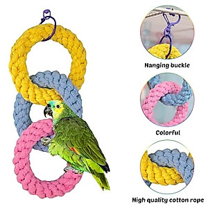 DONGKER Sugar Glider Hanging Climbing Toys,Hanging Three-Ring Swing Cage Toy for Sugar Glider Ferret Hamster Squirrel Chinchilla Parrots Climbing Exercising