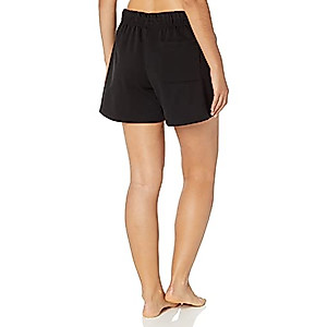 Sage Collective Women's Tummy Control Fleece Yoga Athletic Stretchy Pocket Elastic Drawstring Exercise Short, Black, X-Large