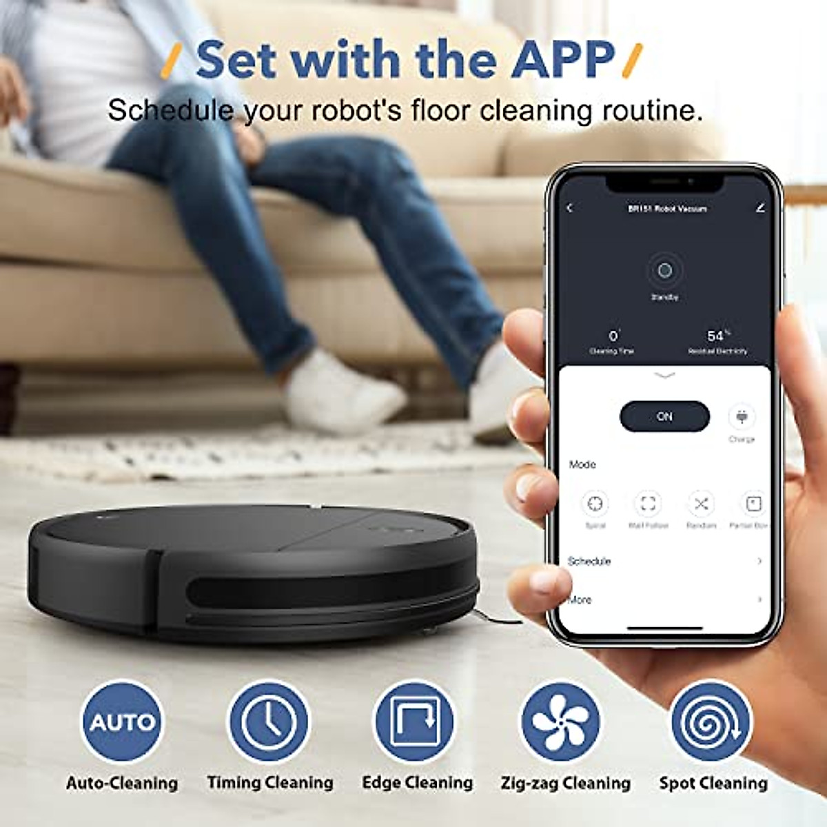 MAMNV Robot Vacuum and Mop Combo, WiFi/App/Alexa, Robotic Vacuum Cleaner with Schedule, 2 in 1 Mopping Robot Vacuum with 230ML Water Tank, Self-Charging, Slim, Ideal for Hard Floor, Pet Hair, Carpet