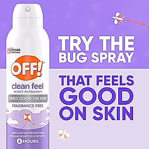 OFF! Clean Feel Insect Repellent Aerosol with 20% Picaridin, Bug Spray with Long Lasting Protection from Mosquitoes, Feels Good on Skin, 7.5 oz