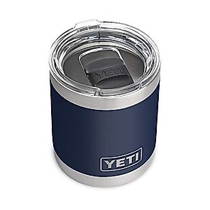 YETI Rambler 10 oz Lowball, Vacuum Insulated, Stainless Steel with MagSlider Lid, Navy