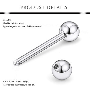 Hoeudjo 24 Pcs Nipple Rings 14G Curved Barbell Snake Eyes Tongue Ring Piercing Jewelry 316L Surgical Steel Nipplering Barbell 12mm Silver-tone Black Rose Gold
