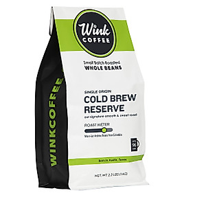 Wink Coffee Cold Brew Reserve Whole Bean Coffee, Large 2.2 Pound Bag, 100% Arabica Coffee Beans, Single Origin Colombian Andes, Smooth, Bold & Sweet