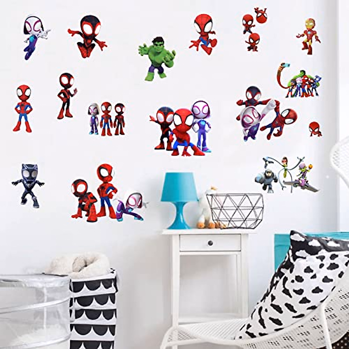 Spiderman and His Amazing Friends Wall Decals Stickers Peel and Stick Cartoon Wall Decals for Boys Room Removable Wall Art Mural Decor for Baby Girls Kids Nursery Bedroom
