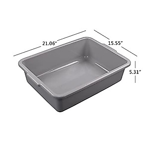 Ramddy 4-Pack Plastic Commercial Bus Tubs, Utility Bus Box/Tote, Gray, 22 Quart