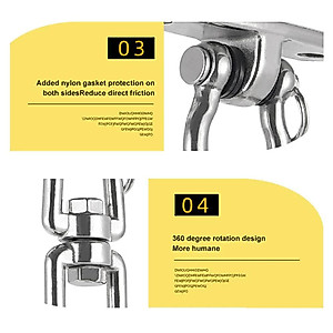 2Pack Hammock Hanging Kit, Suspension Hooks Heavy Duty Swing Hangers 360° Rotate Swing Ceiling Hook for Concrete Wooden Porch Swing Chair Yoga Sandbag Indoor Outdoor Gym