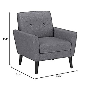 Christopher Knight Home Sienna Mid-Century Modern Fabric Club Chair, Dark Grey