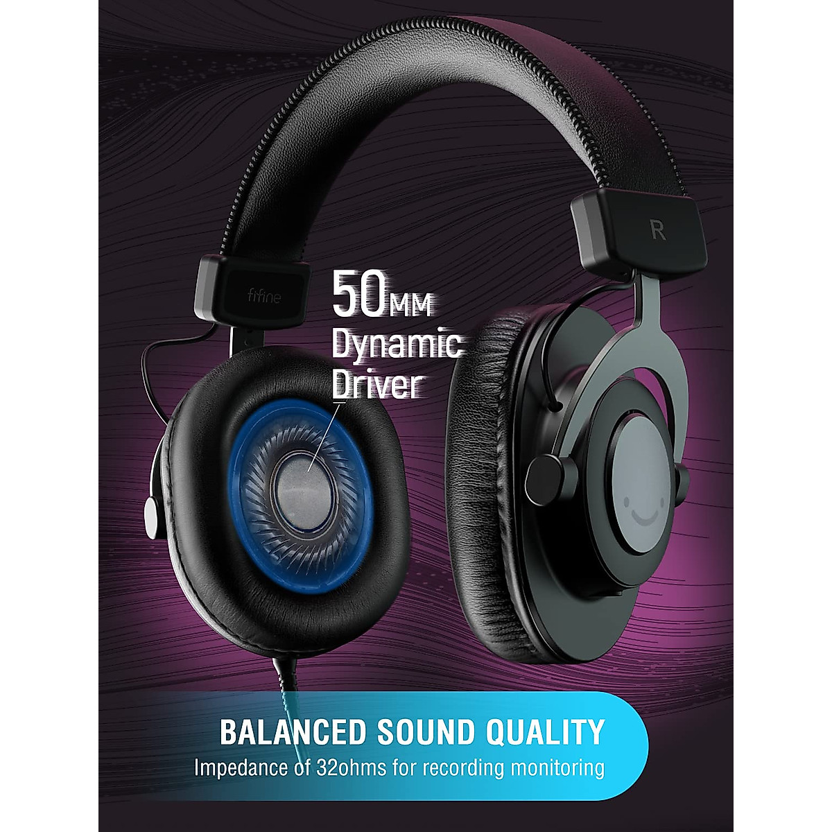 FIFINE Condenser Mic and 3.5mm/6.35mm Headphones for Studio Monitor, RGB Gaming Mic with Quick Mute, Gain Control, Wired Headphones for Podcast Monitoring, Streaming (A6V+H8)