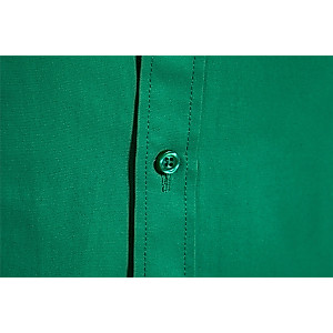 DELCARINO Men's Long Sleeve Button Up Shirts Solid Slim Fit Casual Business Formal Dress Shirt Green Large