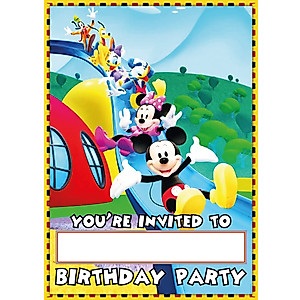 Set of 20 Mick Mous-Themed Happy Birthday Invitation Cards & Envelopes - Lightweight (240g), Postcard Style Invites for the Perfect Party Pack