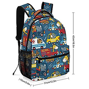 MEIKKO Cartoon Animal Car Backpack Cute Truck Lightweight Casual Daypack with Chest Strap,Computer Bags for Women Men Hiking Travel Work and Business 16 Inch