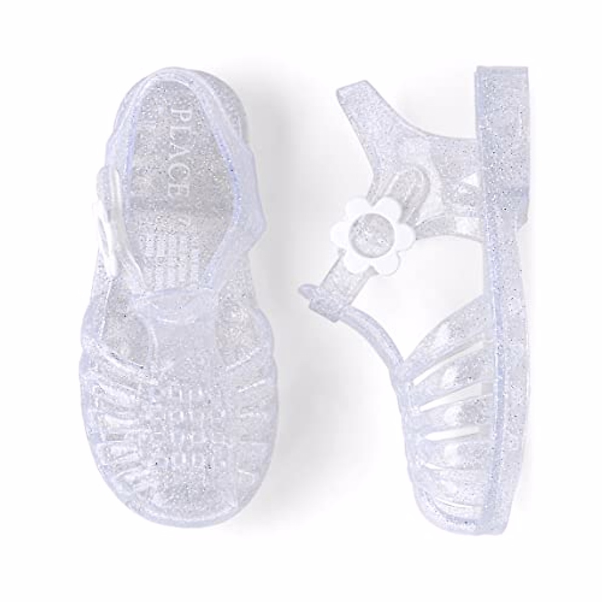 The Children's Place Toddler Girls Jelly Fisherman Sandals, Silver Glitter, 8