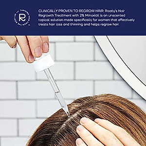 Minoxidil for Women | Womens Hair Growth | 2% Minoxidil Topical Hair Treatment for Hair Regrowth by Rootly | Minoxidil for Women| Unscented, 2 Fl Oz