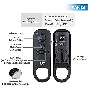 JJC Bluetooth Wireless Remote Control Shutter Release for Canon EOS R100 R50 R R3 R5 R6 II R7 R8 R10 RP M50 M6 Mark II M200 6D Mark II 90D Rebel SL3 SL2 T8i T7i V10 G7X Mark III G5X Mark II SX70HS