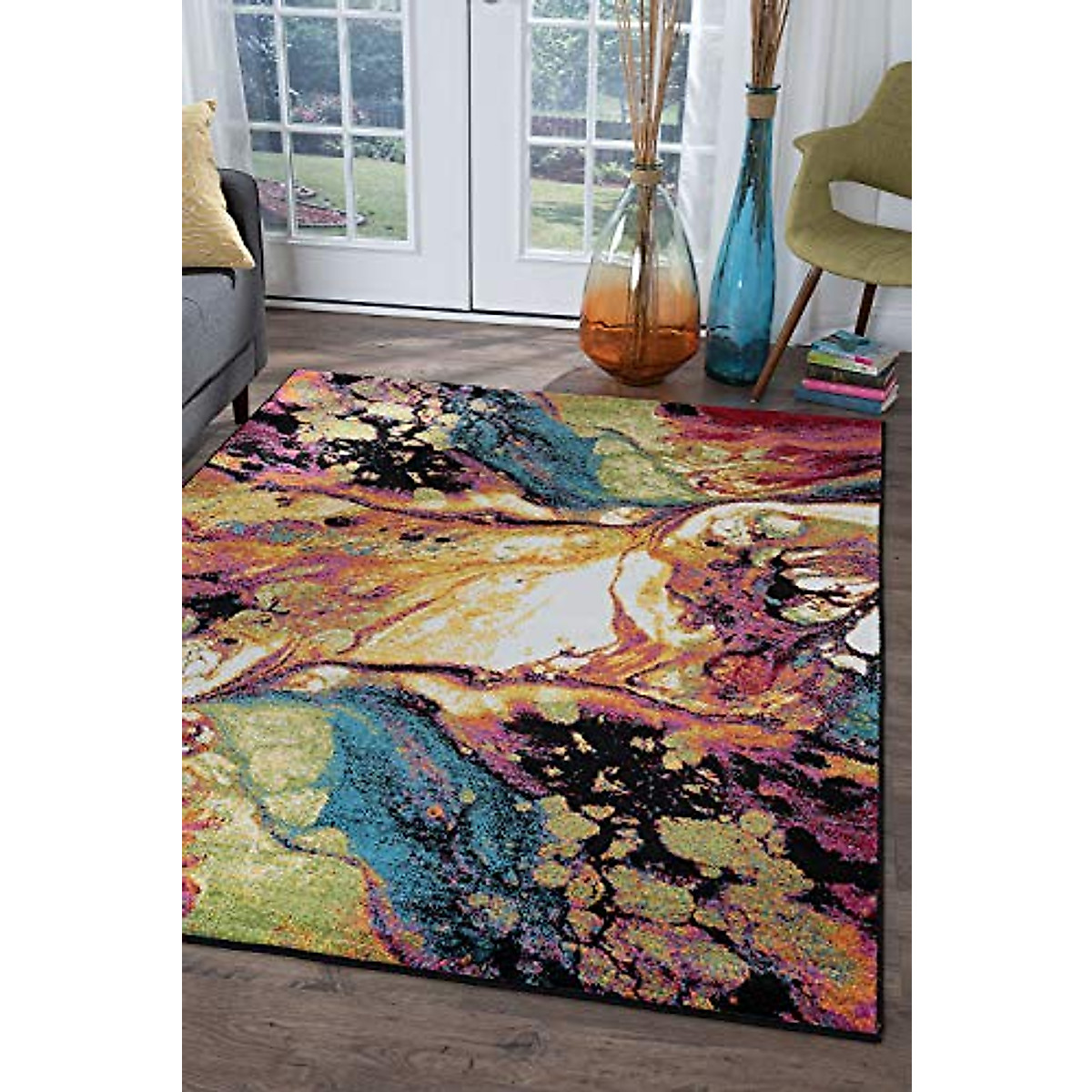 Soleil Contemporary Abstract Multi-Color Rectangle Area Rug, 8' x 10'