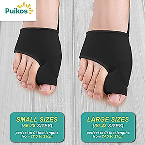 Puikos Bunion Splints Big Toe Straightener Bunion Relief Hallux Valgus Corrector Orthopedic Bunion Corrector Sleeves Splints Socks Woman Man for Flex Up Bunions Joint Hammer Toe (S/ 1Toe, black)