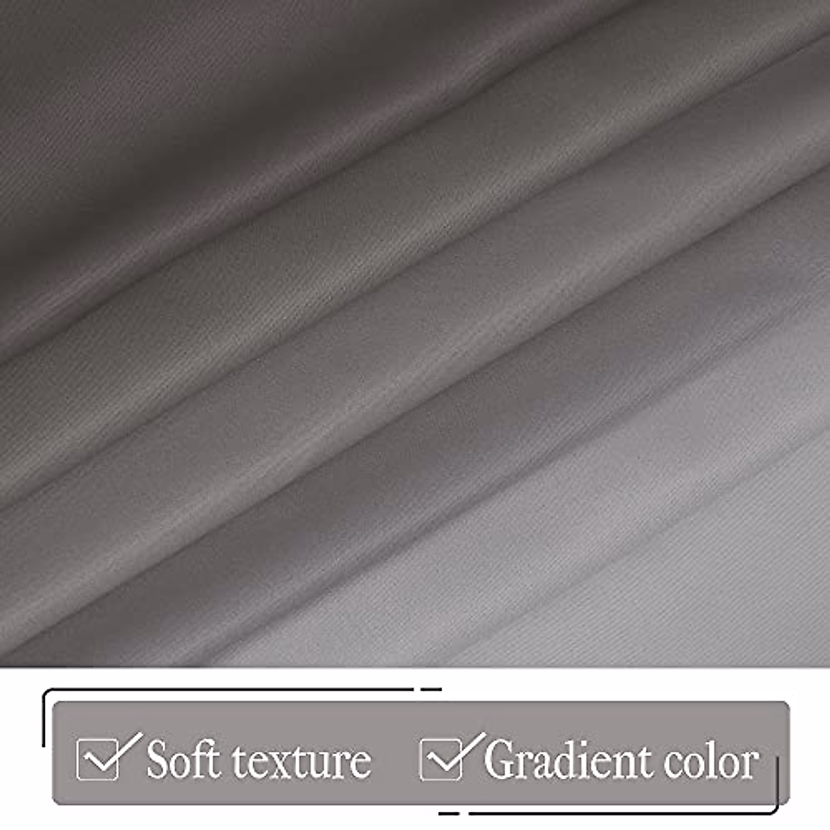 PONY DANCE Living Room Curtains - Blackout Curtains Grey Ombre with White Sheer Overlay Thermal Insulated Mix & Match for Home Decoration with Tie Ropes, W52 x L84 inch, 2 Panels