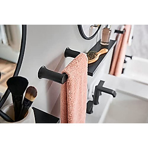 Moen Genta Matte Black Modern 6.8-Inch Length Hand-Towel Bar for Bathroom or Kitchen, BH3886BL (Pack of 2)